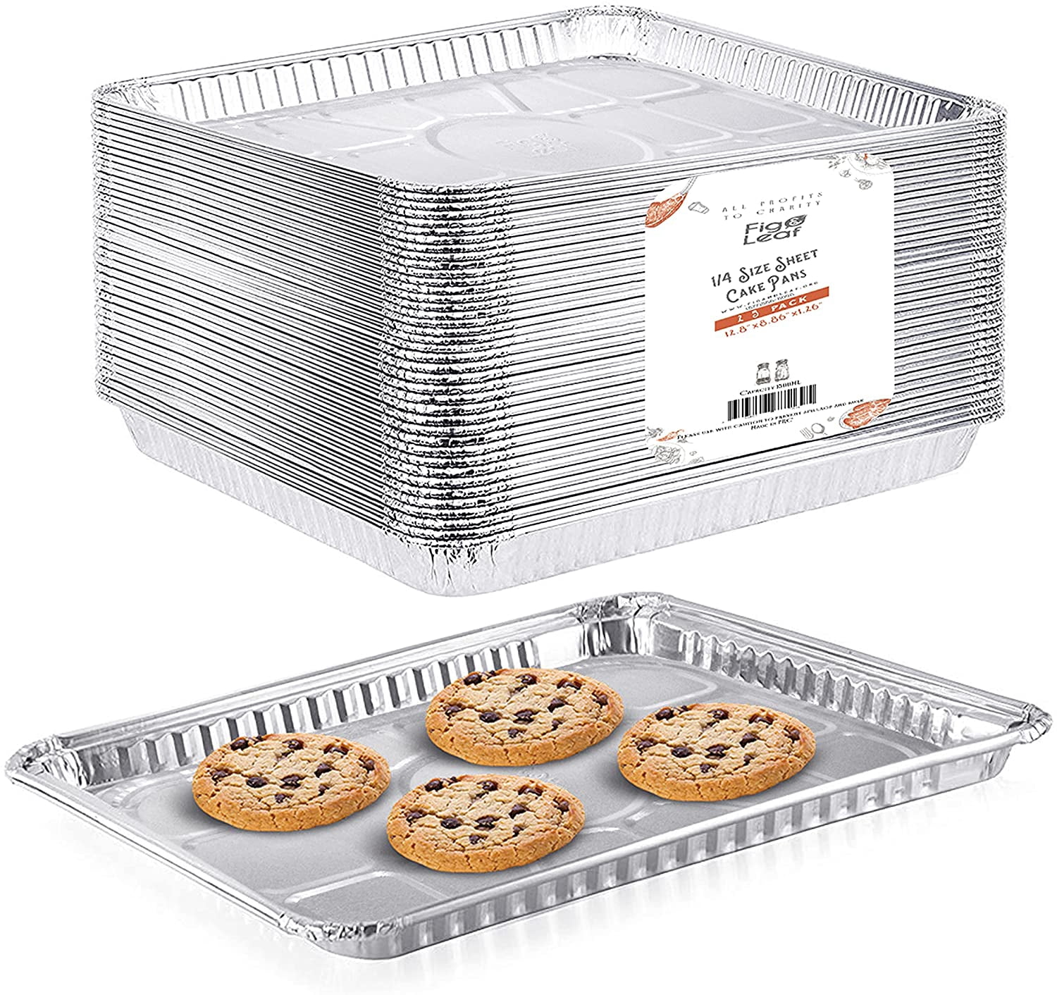 (25 Pack) 1/4 Size Cookie Sheet Baking Cake Pans l 12.8” x 8.9 ...