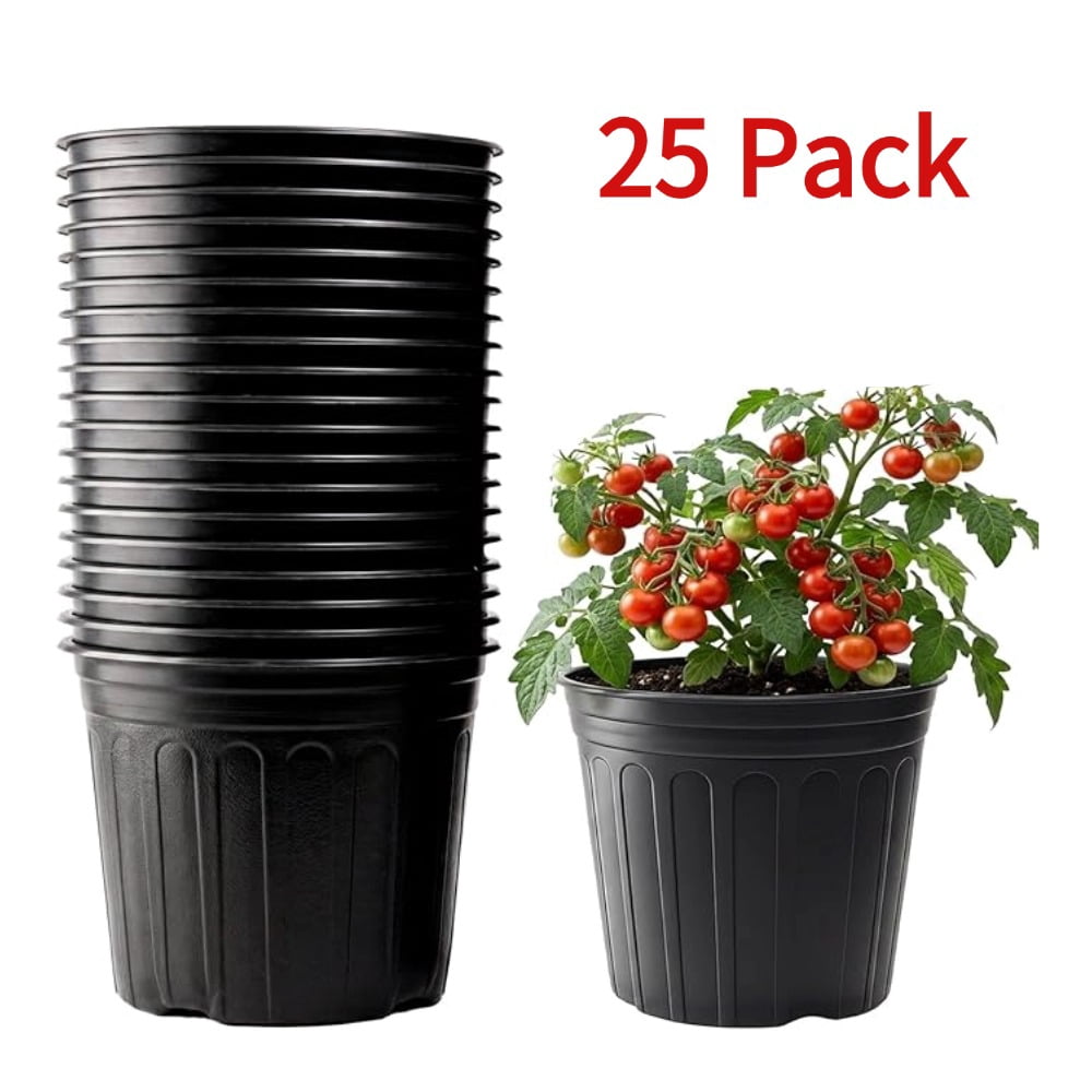 25-Pack 1 Gallon Flexible Plant Nursery Pots with Drainage Holes ...