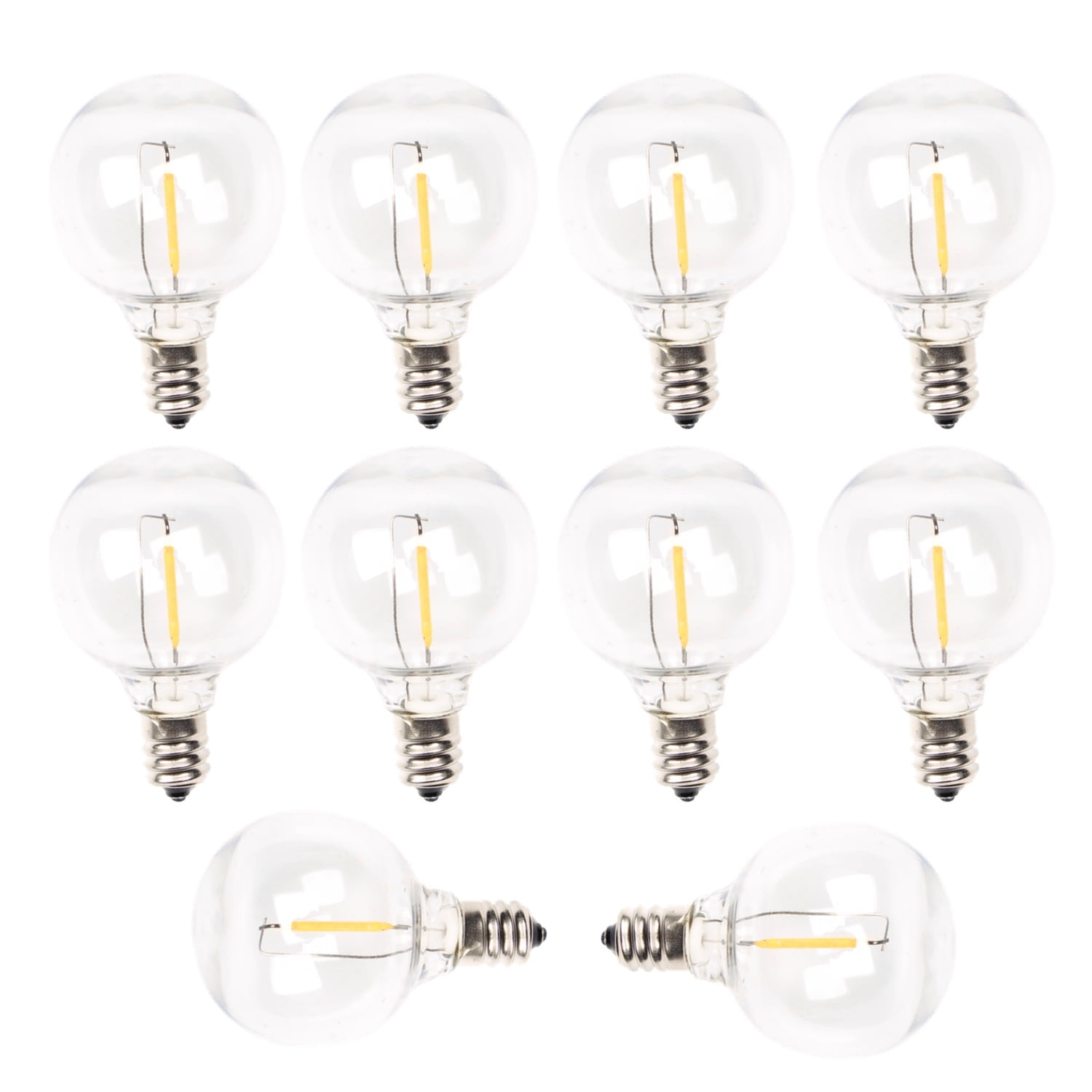 25-Pack / 10-Pack G40 LED String Lights Replacement Bulb E12 Screw Base ...