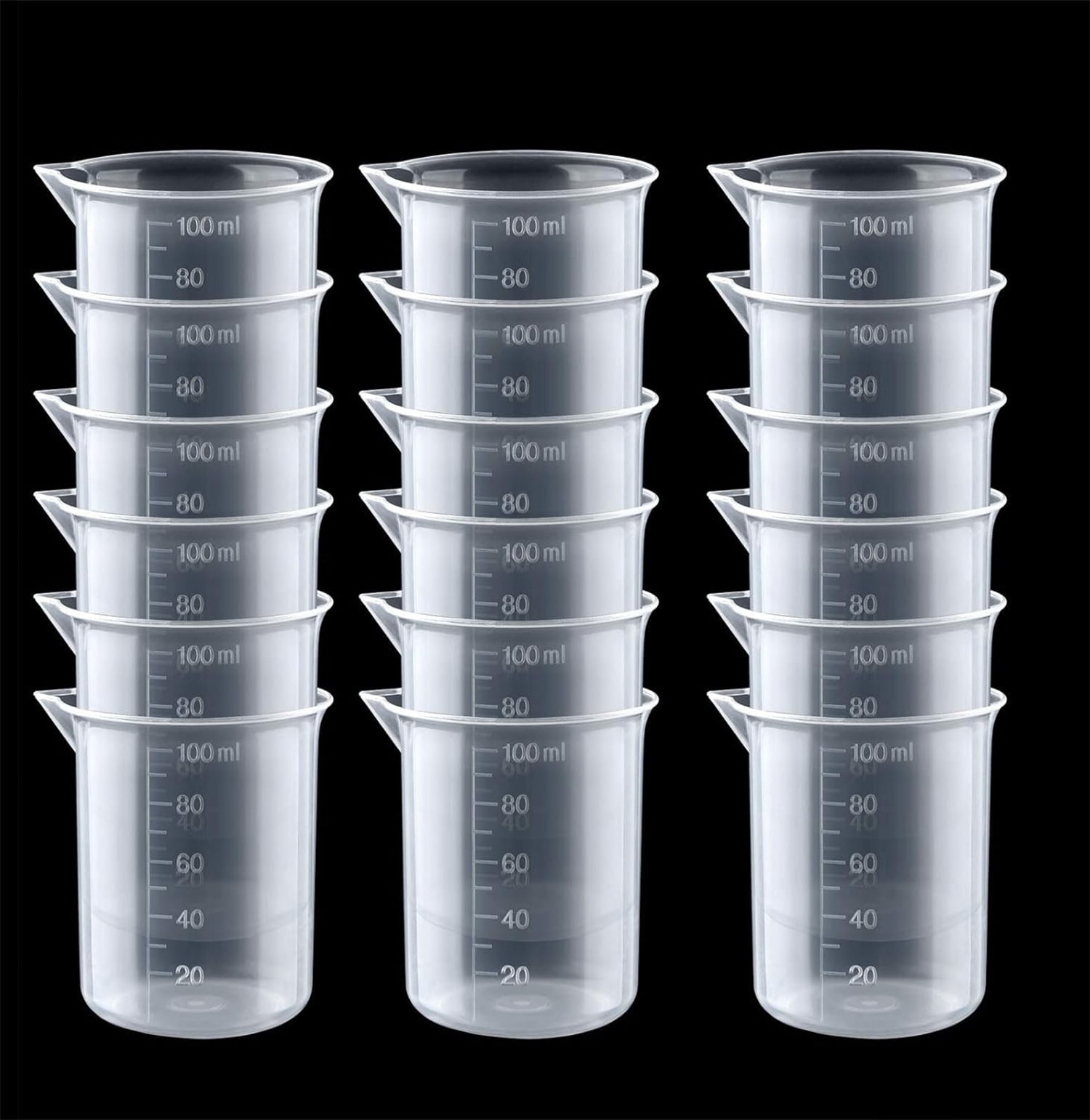 25 Pack 100ml Plastic Graduated Cups, Transparent Scale Cups ...