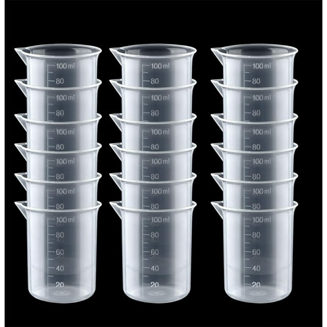 25 Pack 100ml Plastic Graduated Cups, Transparent Scale Cups ...