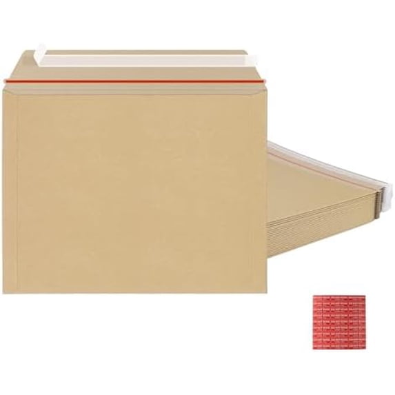 25 Pack 10x13.5 inch Kraft Rigid Mailer Self Seal Photo Document ...
