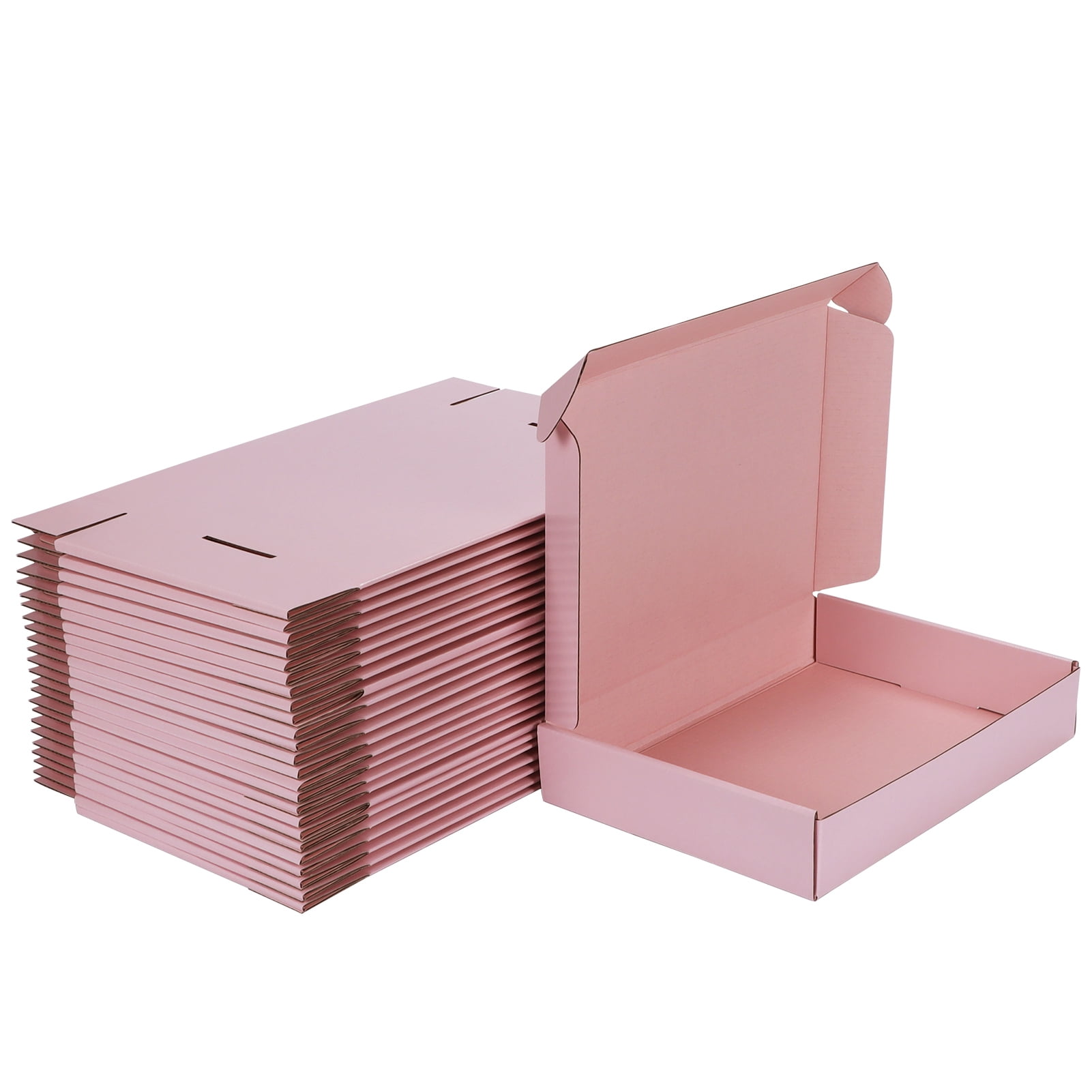 25 Pack Small Supplies, 11x8x2 Pink Corrugated Cardboard Shipping Boxes ...