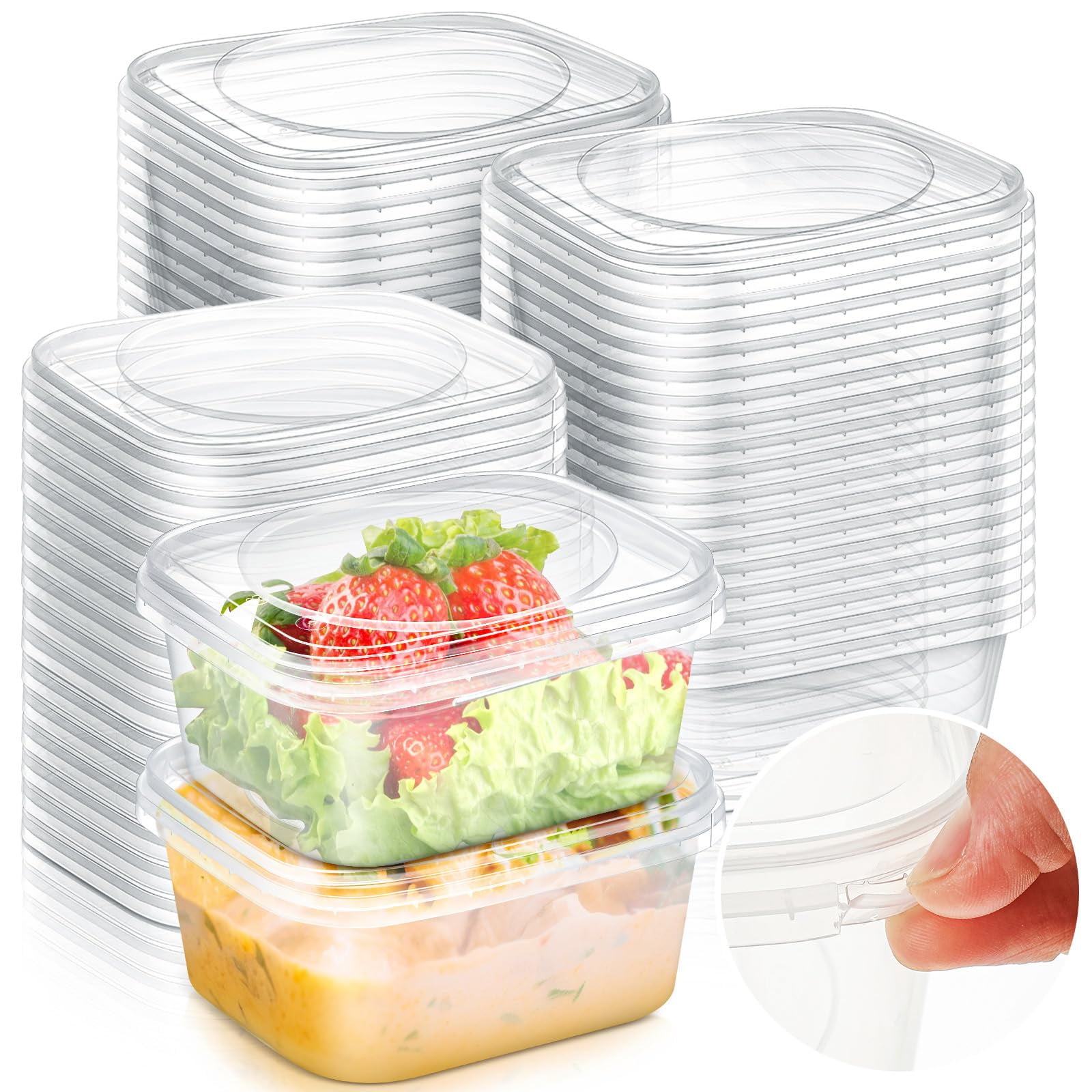25 Pack 12 oz Tamper Proof Containers with Lid Square Deli Plastic ...