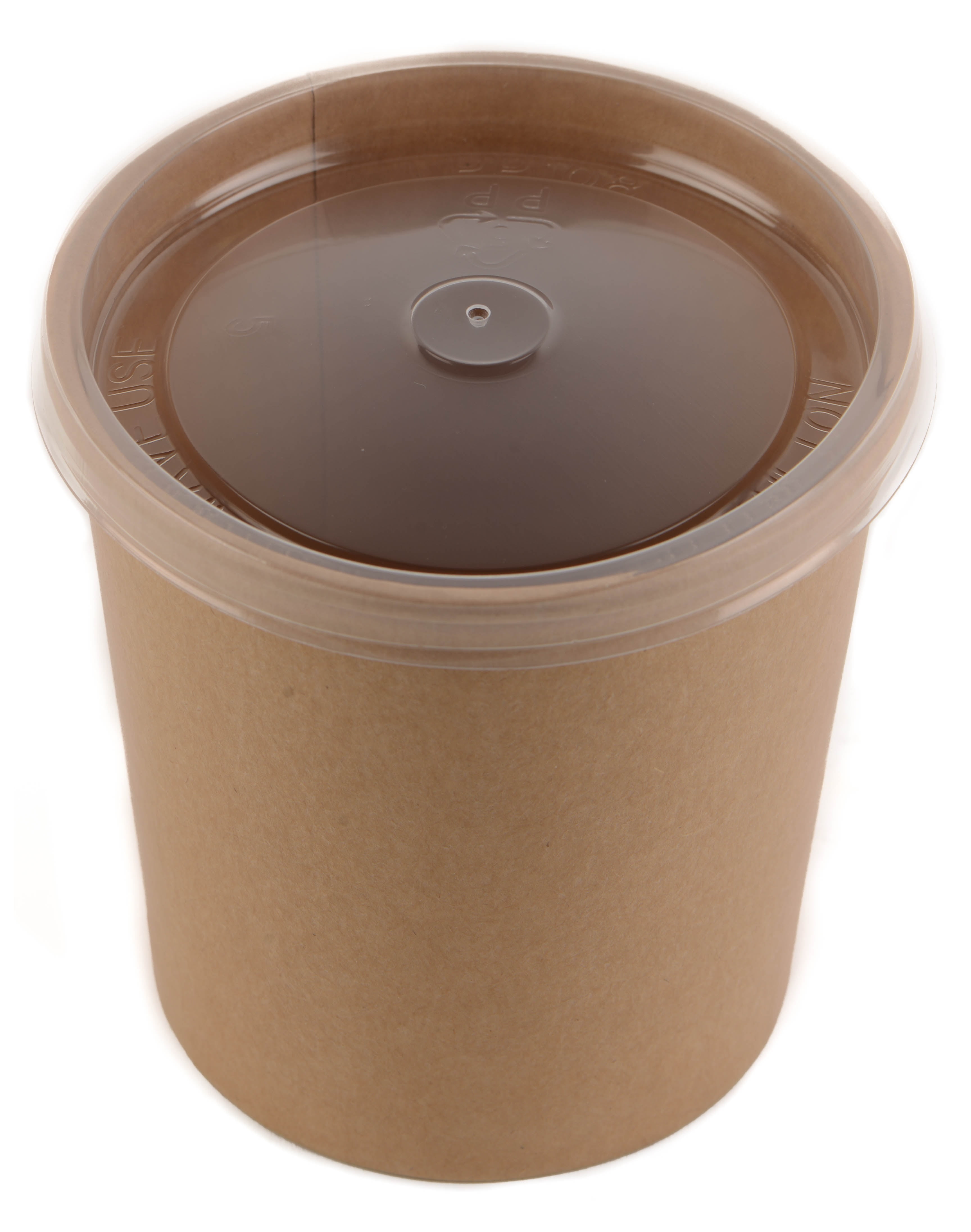 [25 Pack] 16 oz Disposable Kraft Paper Soup Containers with Plastic ...