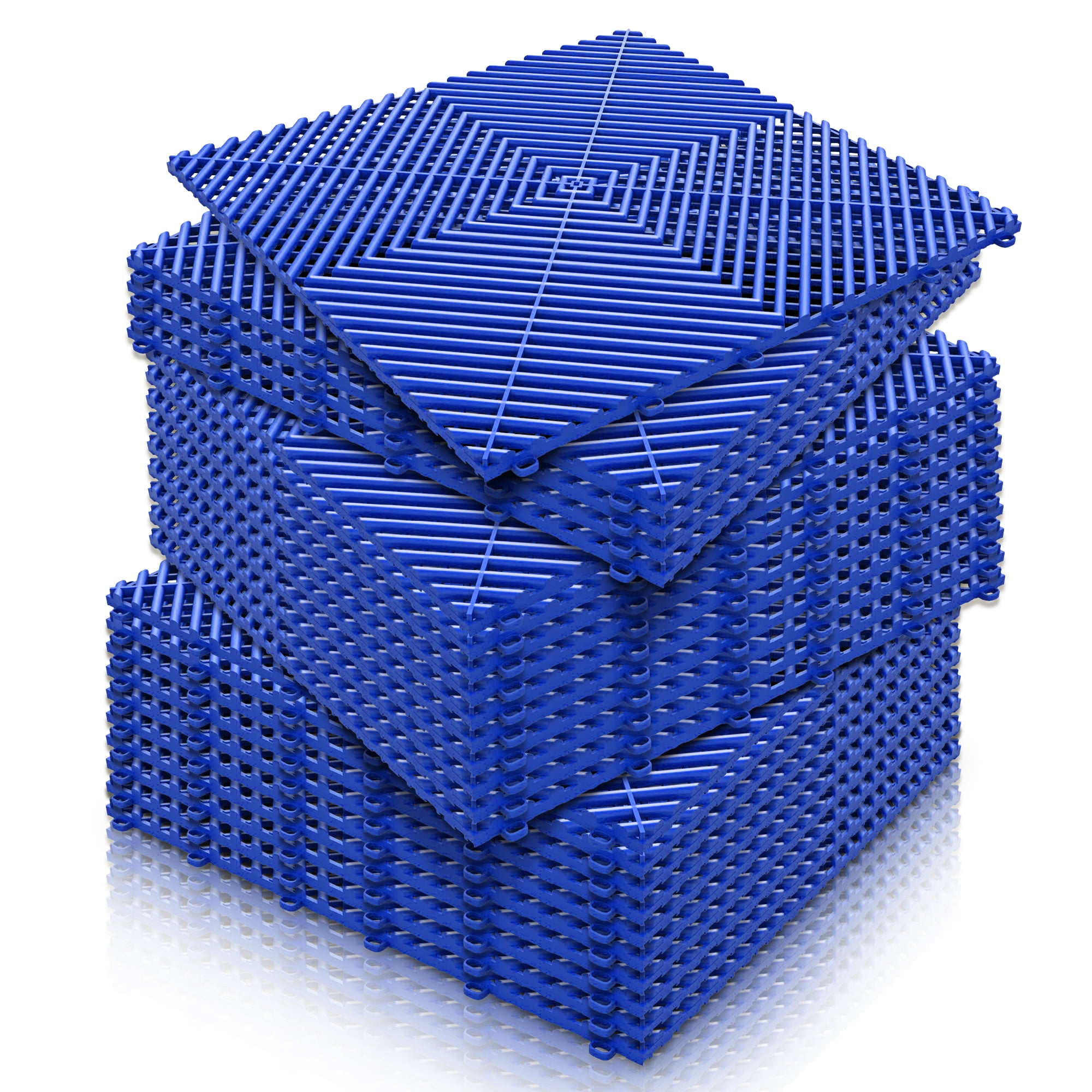 25-Pack 16"x16"x0.7" Blue Garage Floor Tiles, Heavy-Duty Interlocking ...