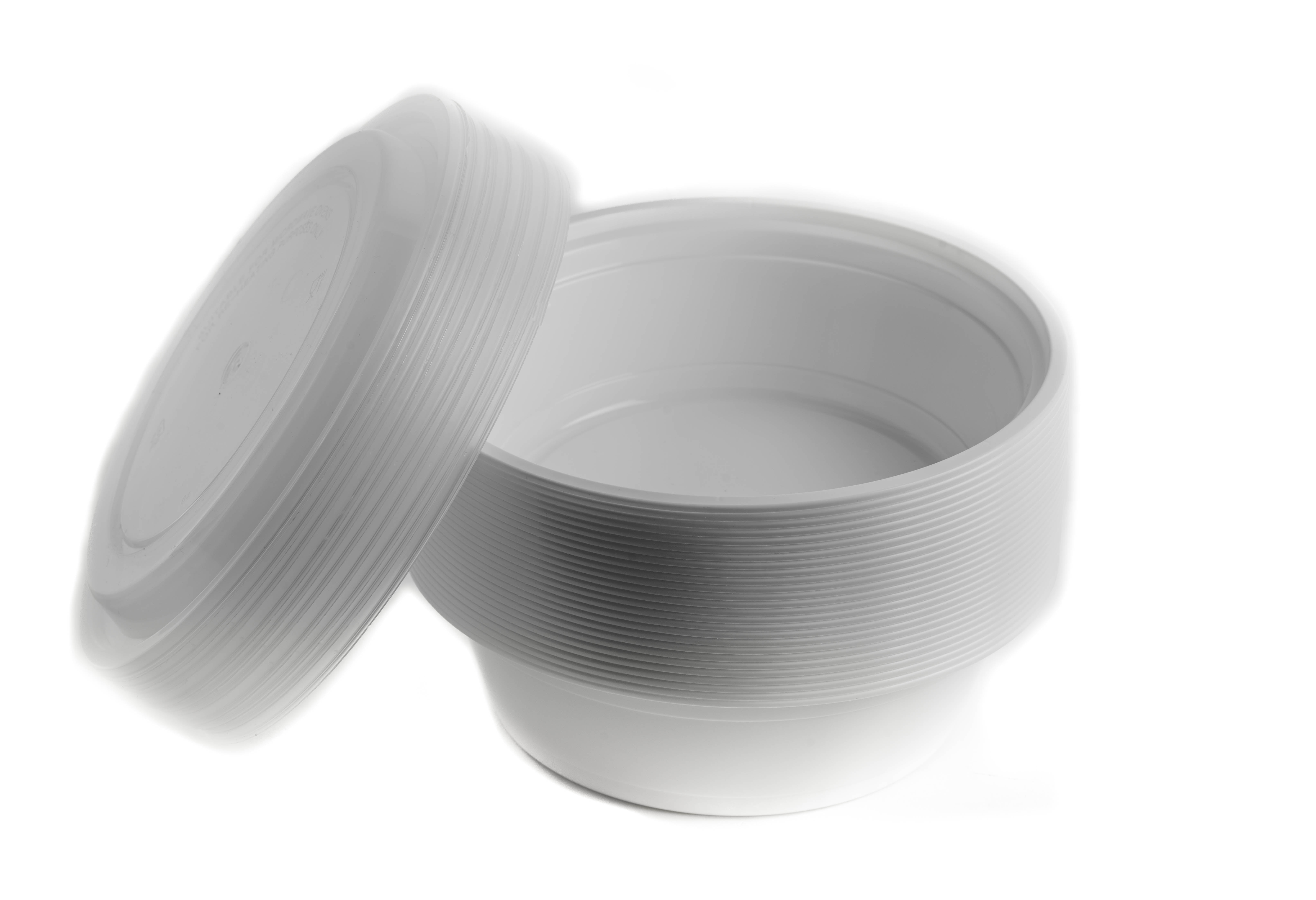 [25 Pack] 16oz Meal Prep Containers White Round Bowls with Lids, Food ...