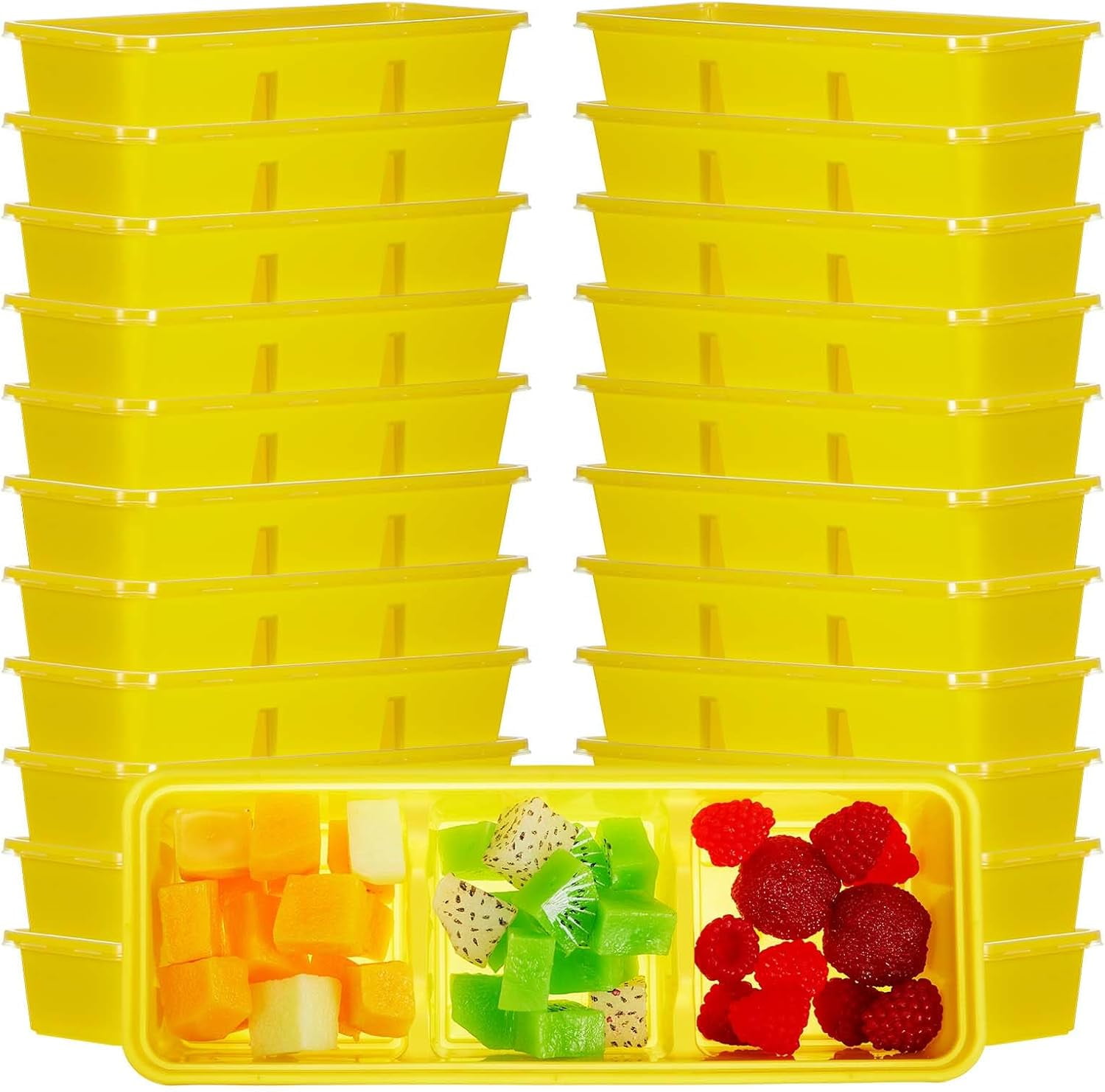 25 Pack 17 oz Small Meal Prep Containers 3 Compartments with Lids ...