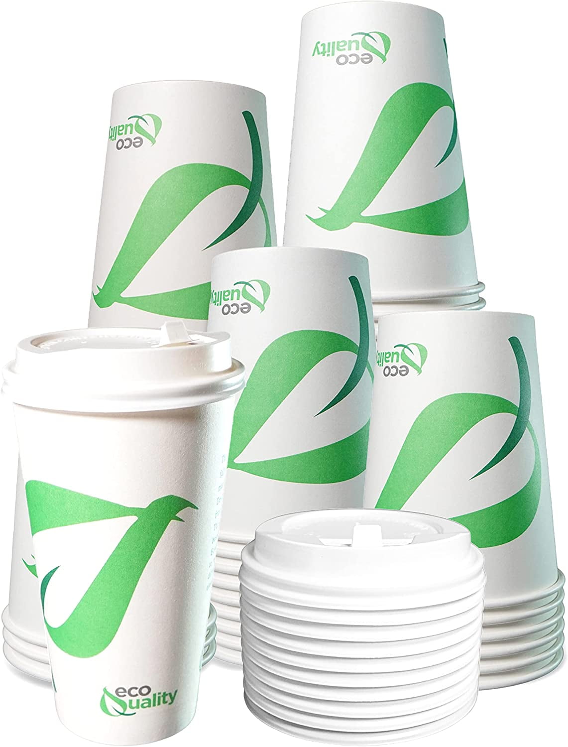 [25 Pack] 20 oz Compostable Paper Cups with White Dome Lids ...