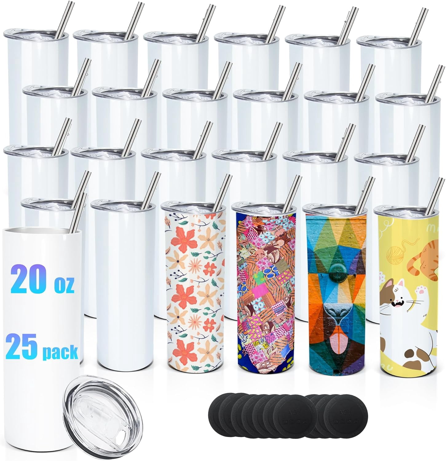 25 Pack 20 oz Sublimation Tumblers Blanks, Bulk 20oz Tumbler Blank for ...