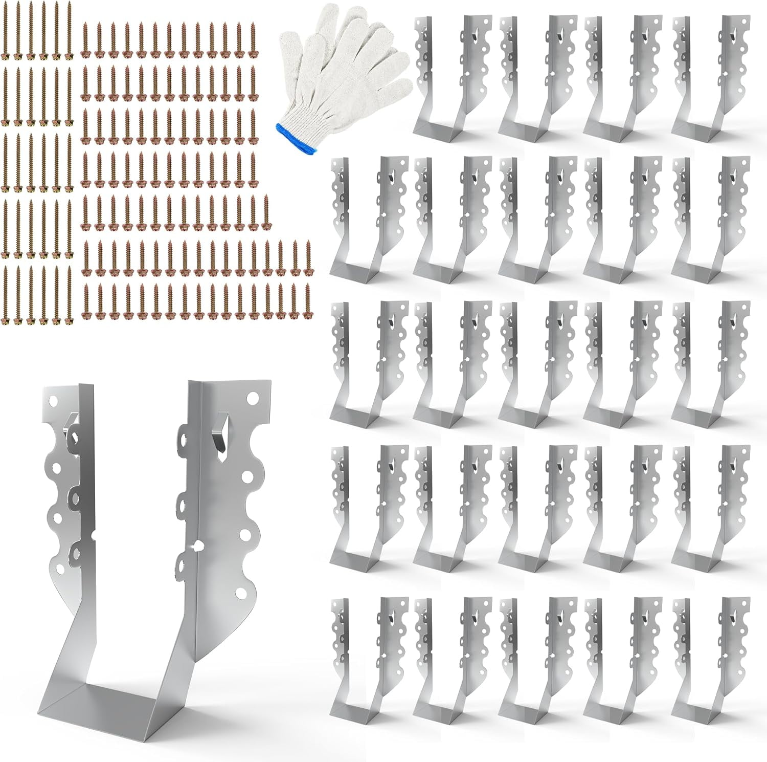 25 Pack 2x6 Joist Hangers with Screws, Galvanized Face Mount Rafter ...