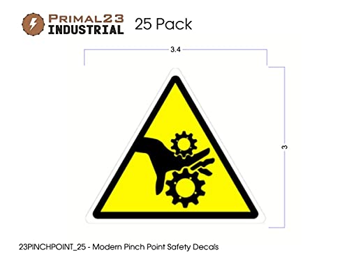 (25 Pack) - 3" Modern Triangular Pinch Point Safety Stickers - Yellow ...