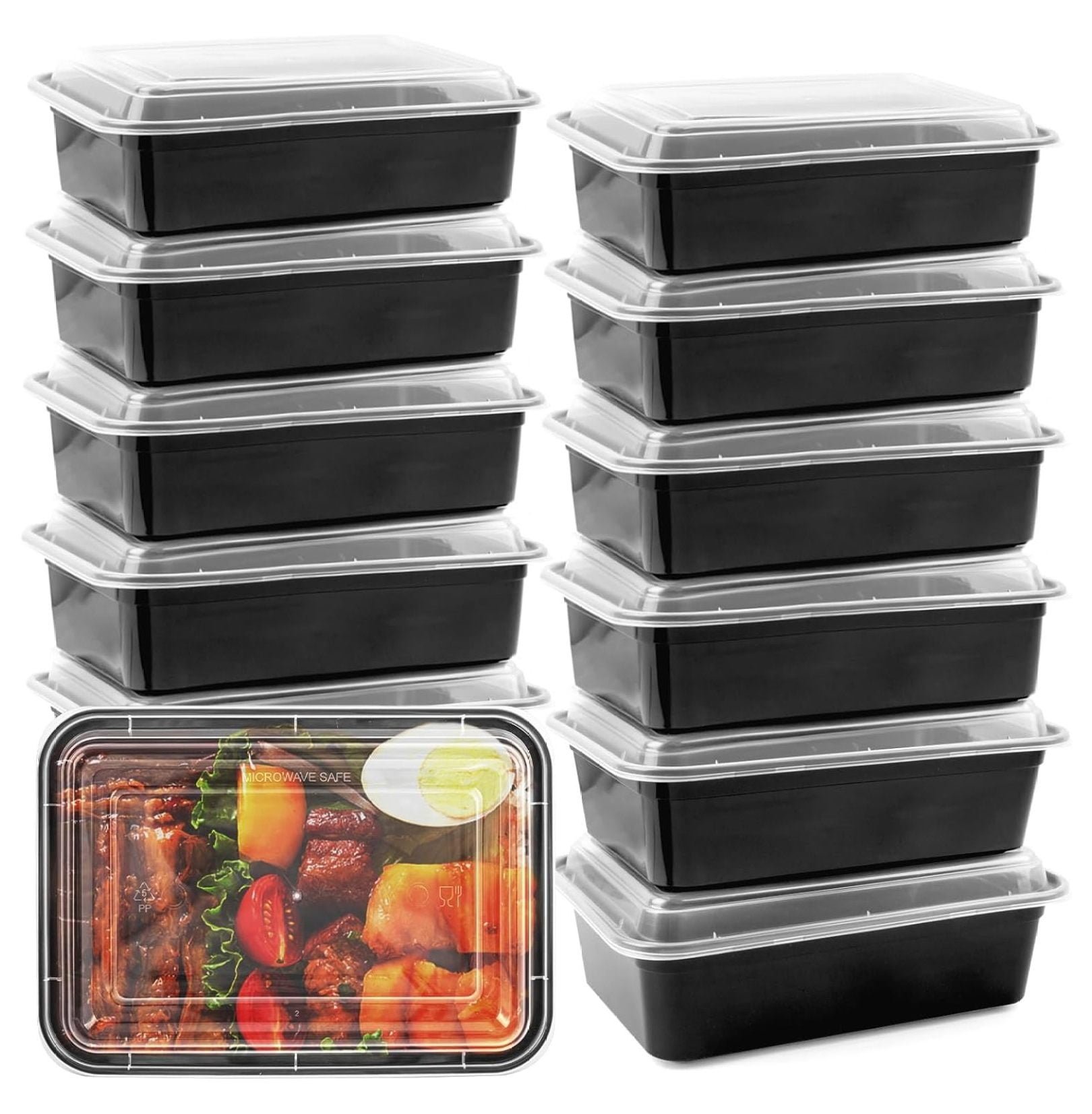 , 25-Pack (38 Oz) 1-Compartment Food Container-Rectangular Meal Prep ...