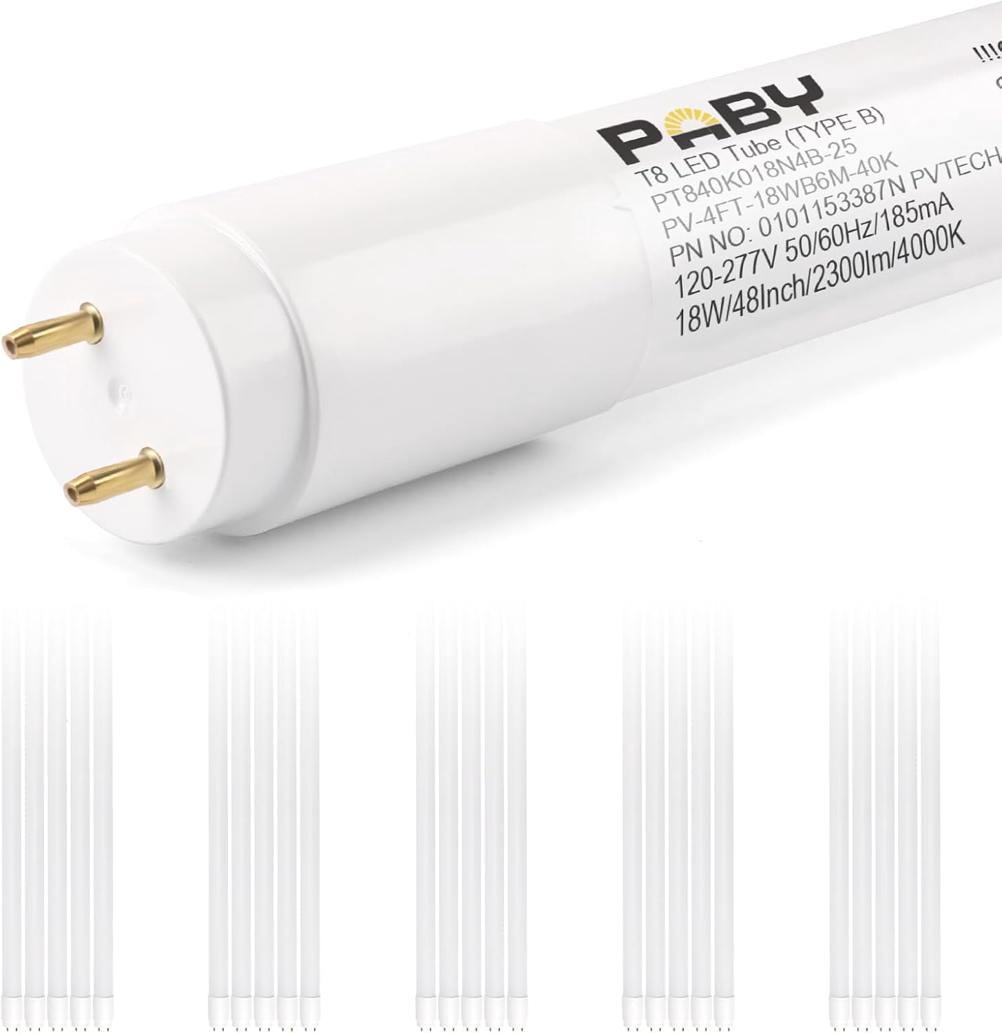 25 Pack 4FT T8 LED Type A+B Tube Light, 18W(32W Equivalent) 2250LM ...