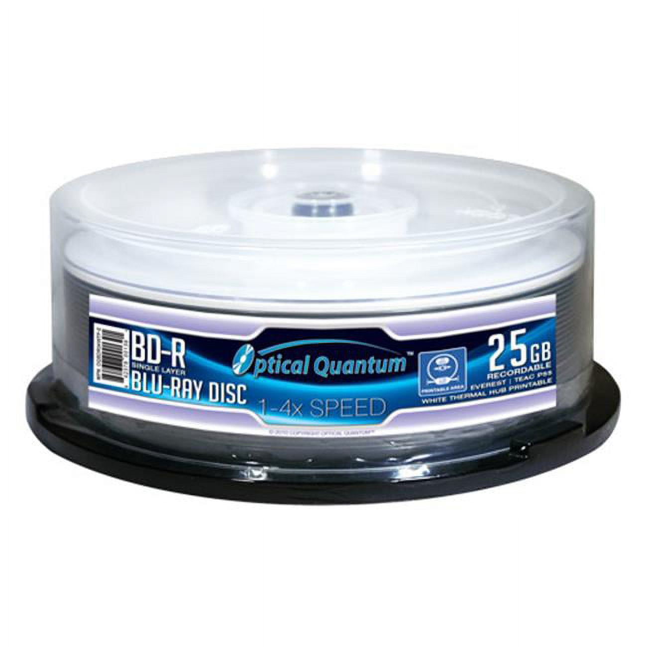 25 Pack 4X 25GB BD-R Blu-ray Blank Disc White Thermal Everest Hub ...