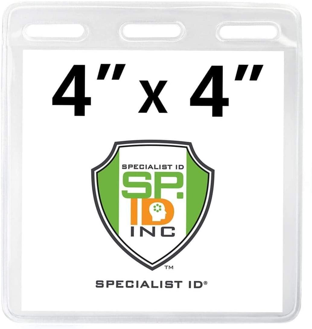 25 Pack - 4x4 Badge Holder Horizontal - Clear Plastic Name Tag Badge ...