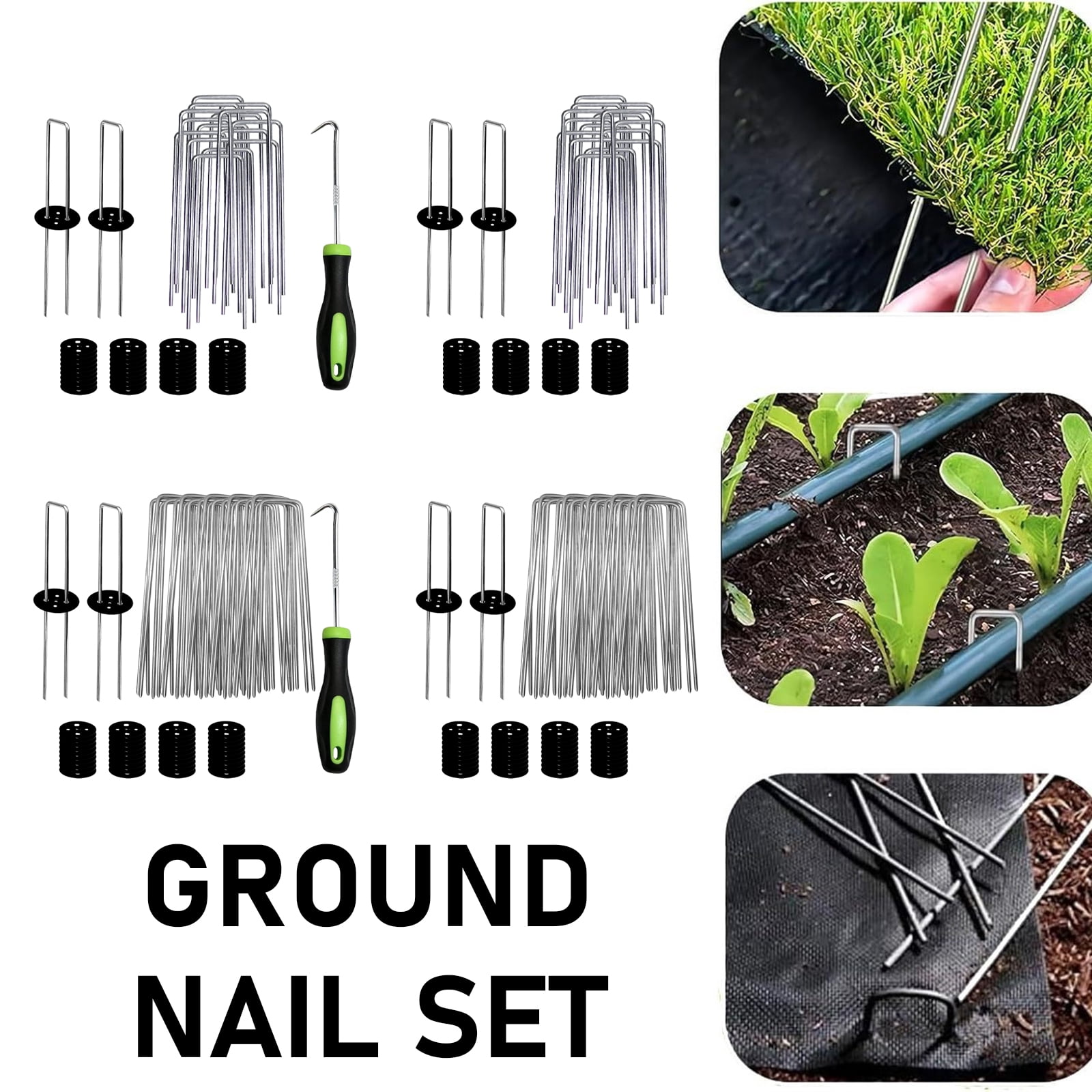 25 Pack 5.91 Inch Galvanized Garden Staples with 25 Round Plastic ...