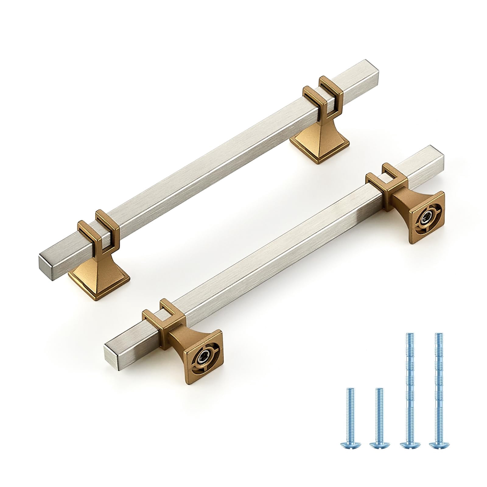 25 Pack 5 Inch Brushed Nickel&cabinet Handles Square Zinc-alloy Pulls ...