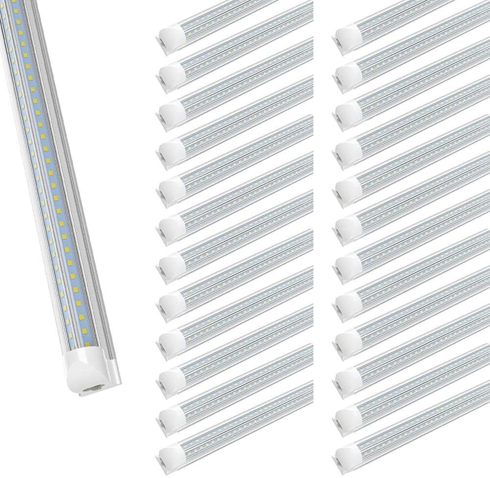 25 Pack 6FT T8 LED Shop Light Fixture 60W 8000LM 6000K Cool White V ...