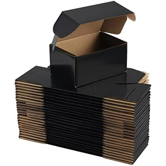 25 Pack 6x4x3 Shipping Boxes for Small Business, Black Packaging ...