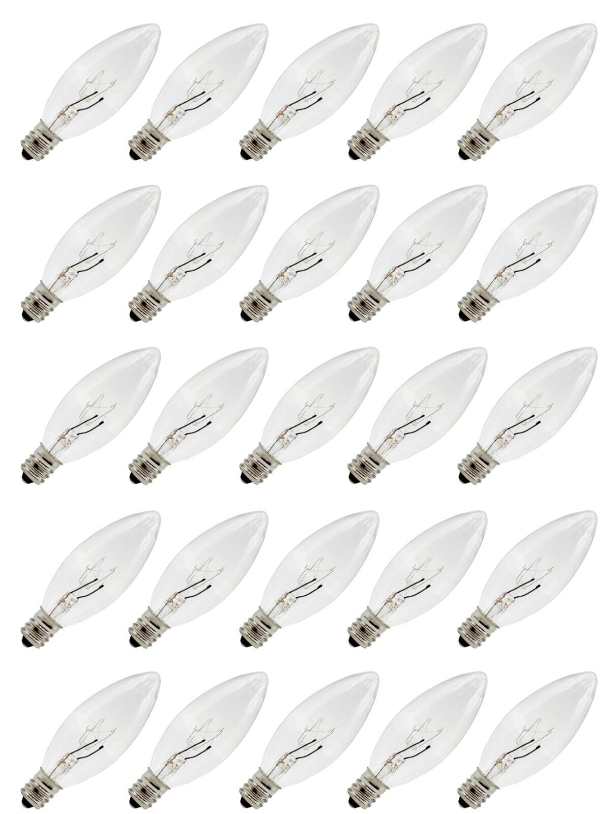 25 Pack 7W Replacement Light Bulbs for Electric Candle Lamps, Window ...