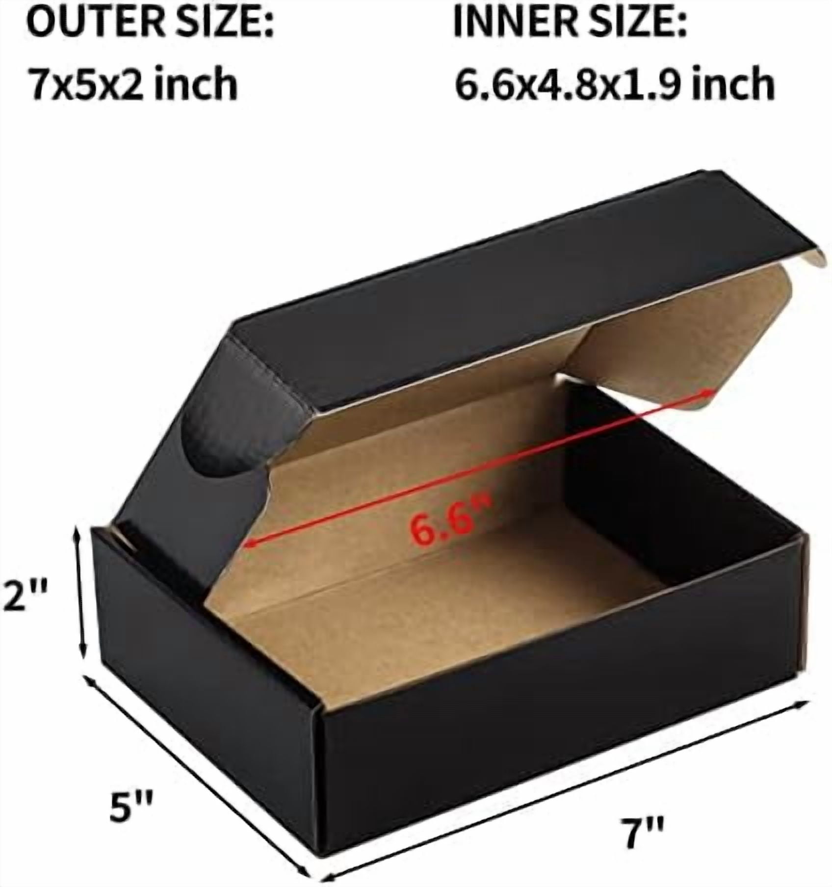 25 Pack 7x5x2 Shipping Boxes for Small Business, Black Packaging ...