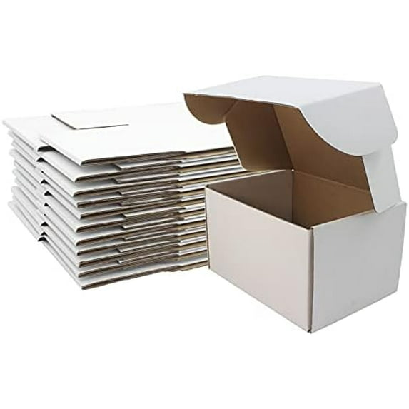 25 Pack 7x5x4 inch Shipping Corrugate Boxes Mailers, White Cardboard ...