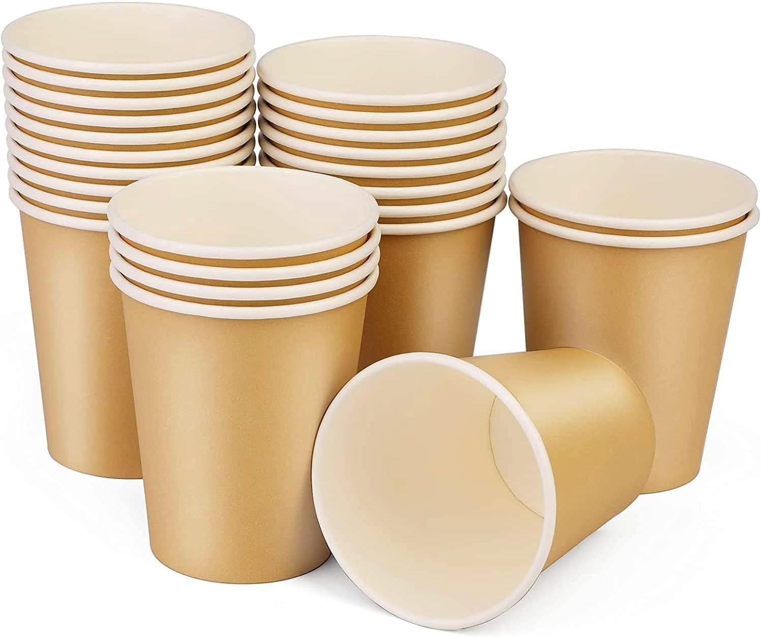 25 Pack 8 oz Disposable , Disposable Coffee Cups, Hot/Cold Beverage ...