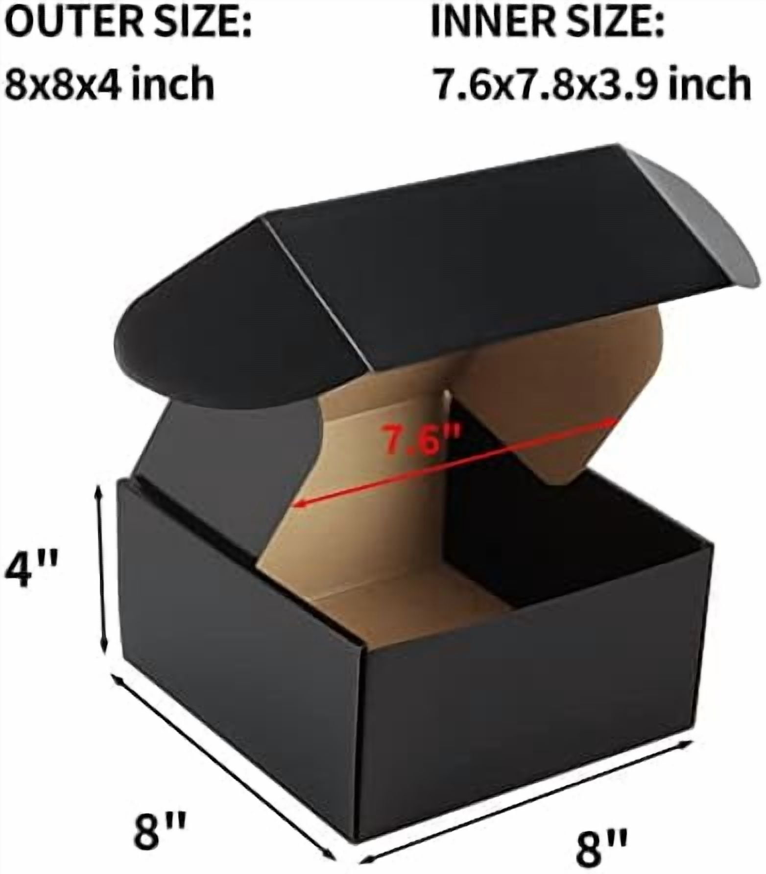 25 Pack 8x8x4 Shipping Boxes for Small Business, Black Packaging ...