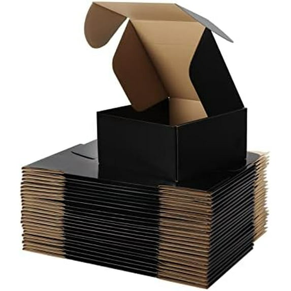 25 Pack 8x8x4 Shipping Boxes for Small Business, Black Packaging ...