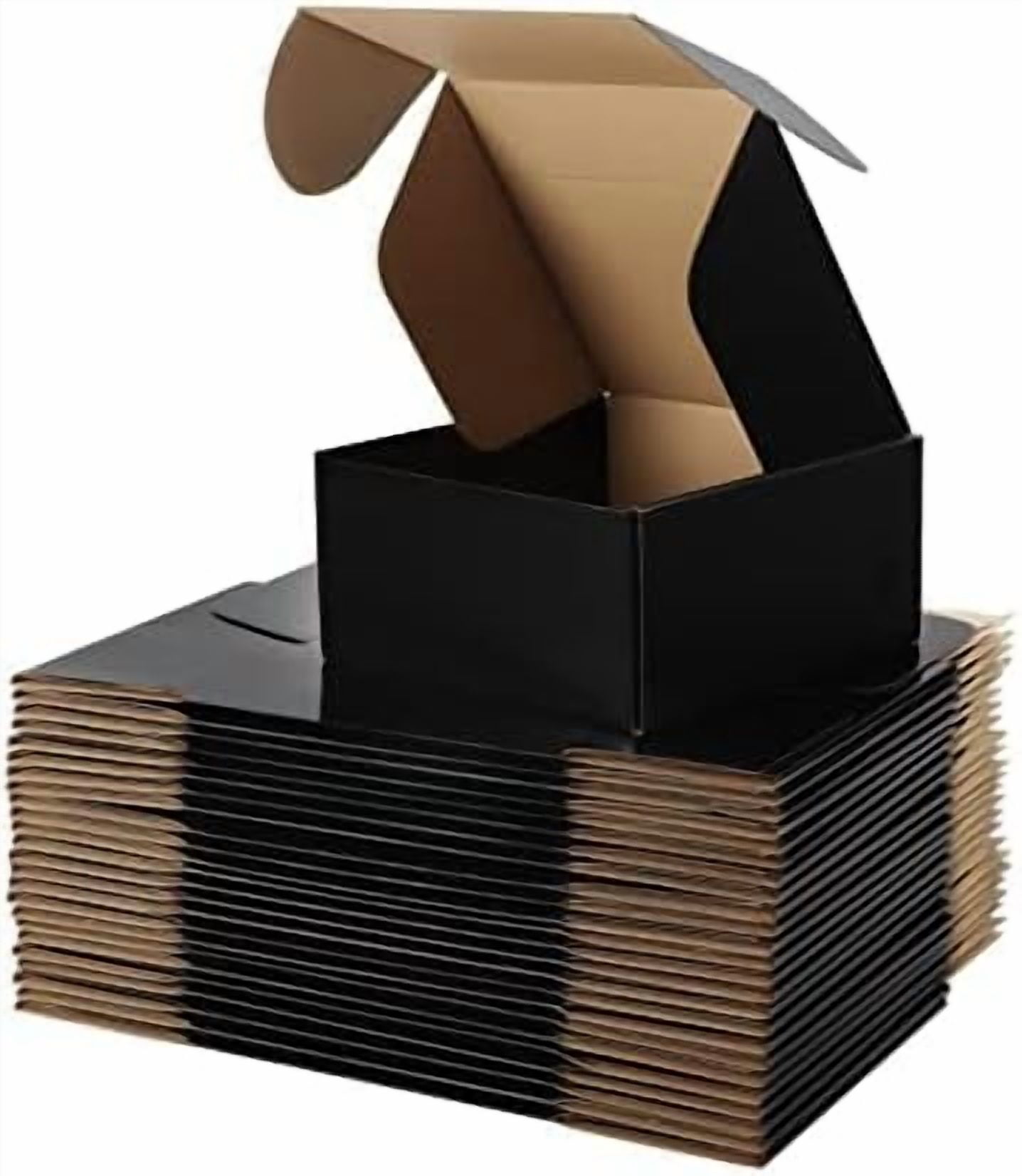 25 Pack 8x8x4 Shipping Boxes for Small Business, Black Packaging ...