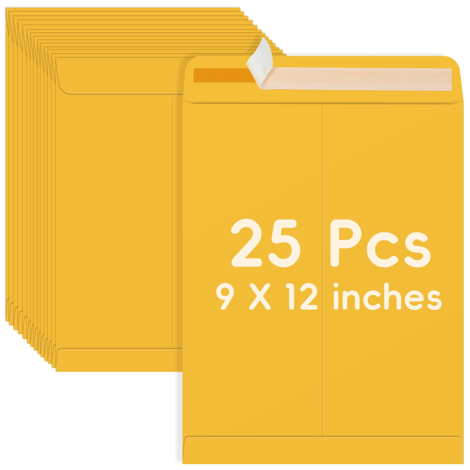 25 Pack 9x12 Self Seal Catalog Mailing Envelopes, Kraft Paper Letter ...
