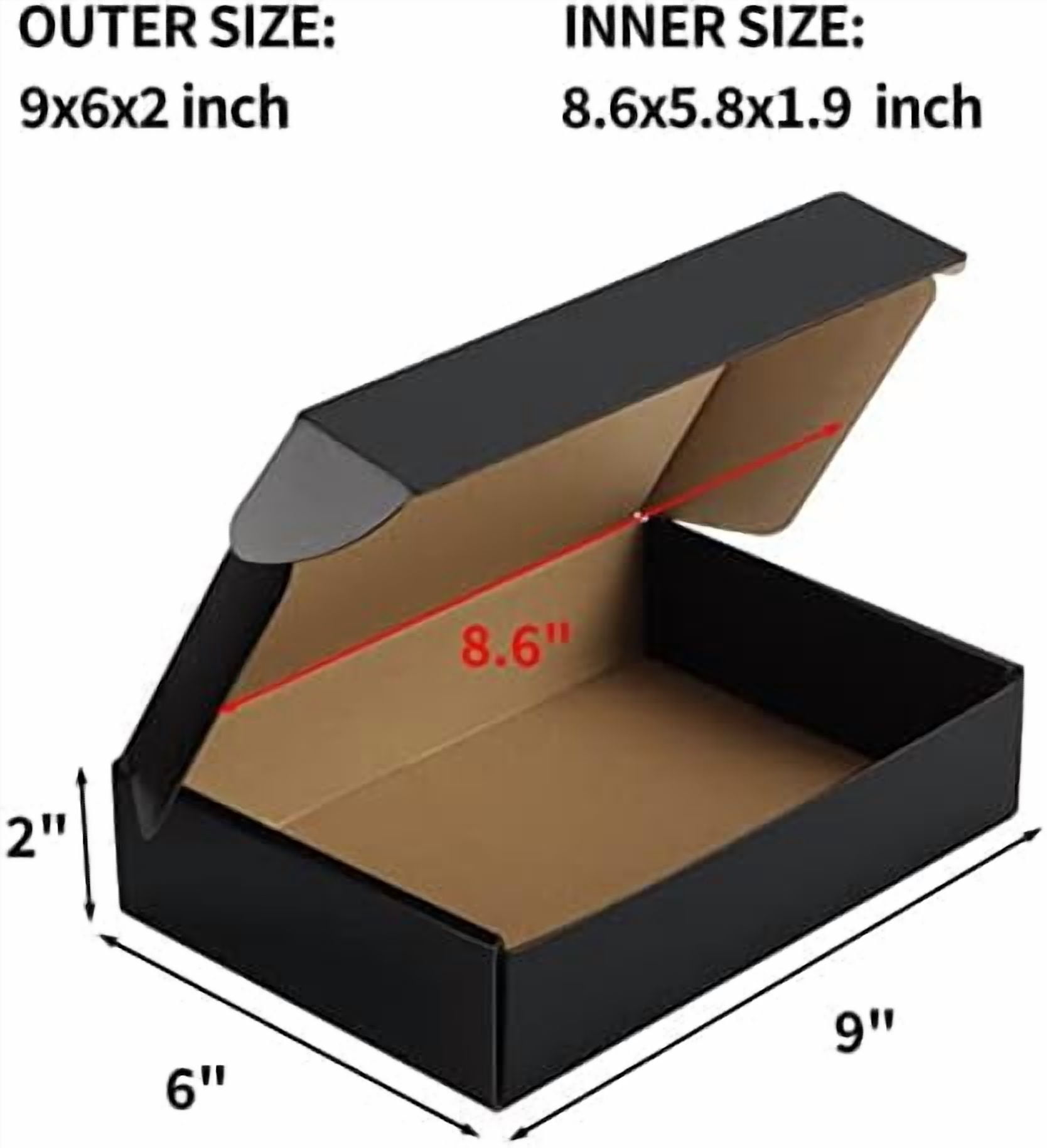 25 Pack 9x6x2 Shipping Boxes for Small Business, Black Packaging ...
