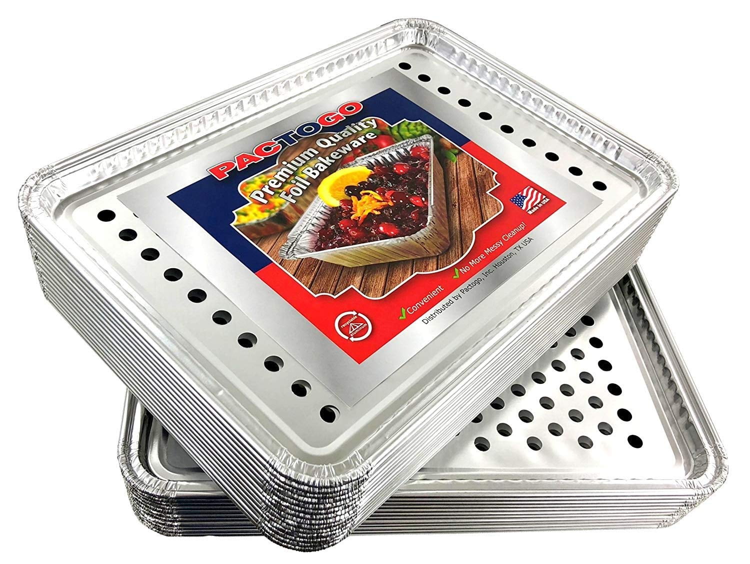 25 Pack Aluminum Foil BBQ Grill Topper Pan 16x11 Inches, Disposable Cooking Sheet for Gas ...