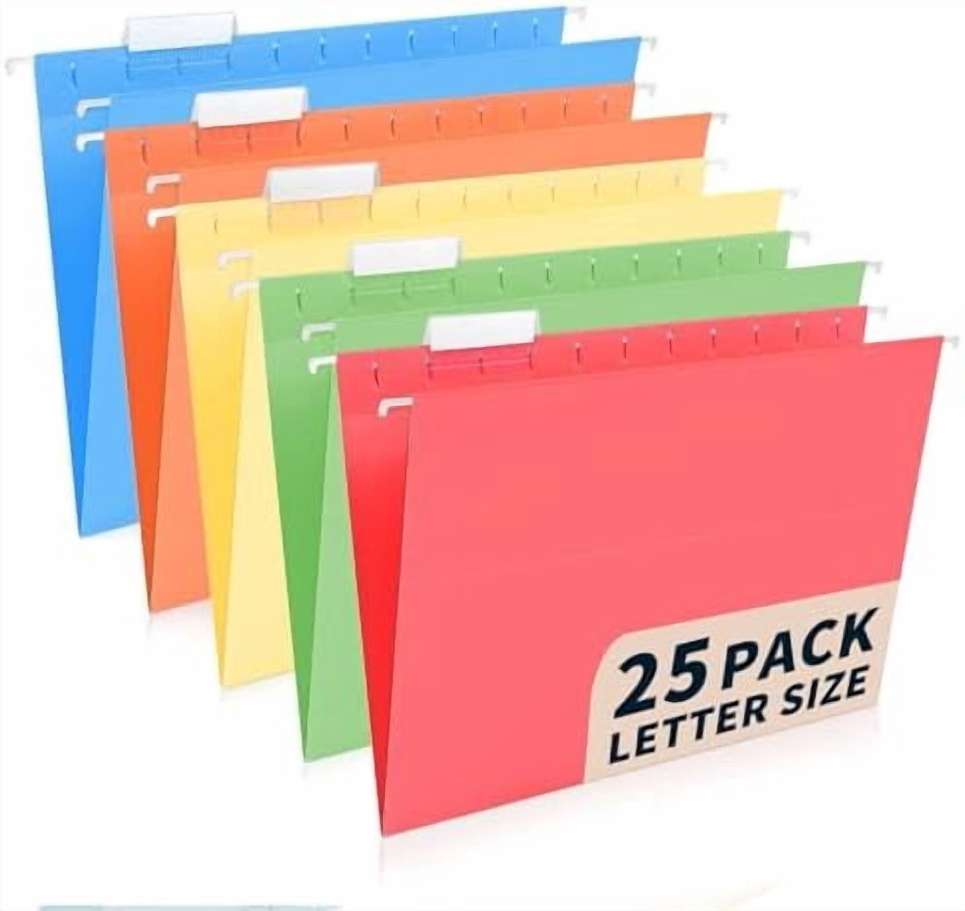 25-Pack Assorted Hanging File Folders,Letter Size with 35 Transparent ...