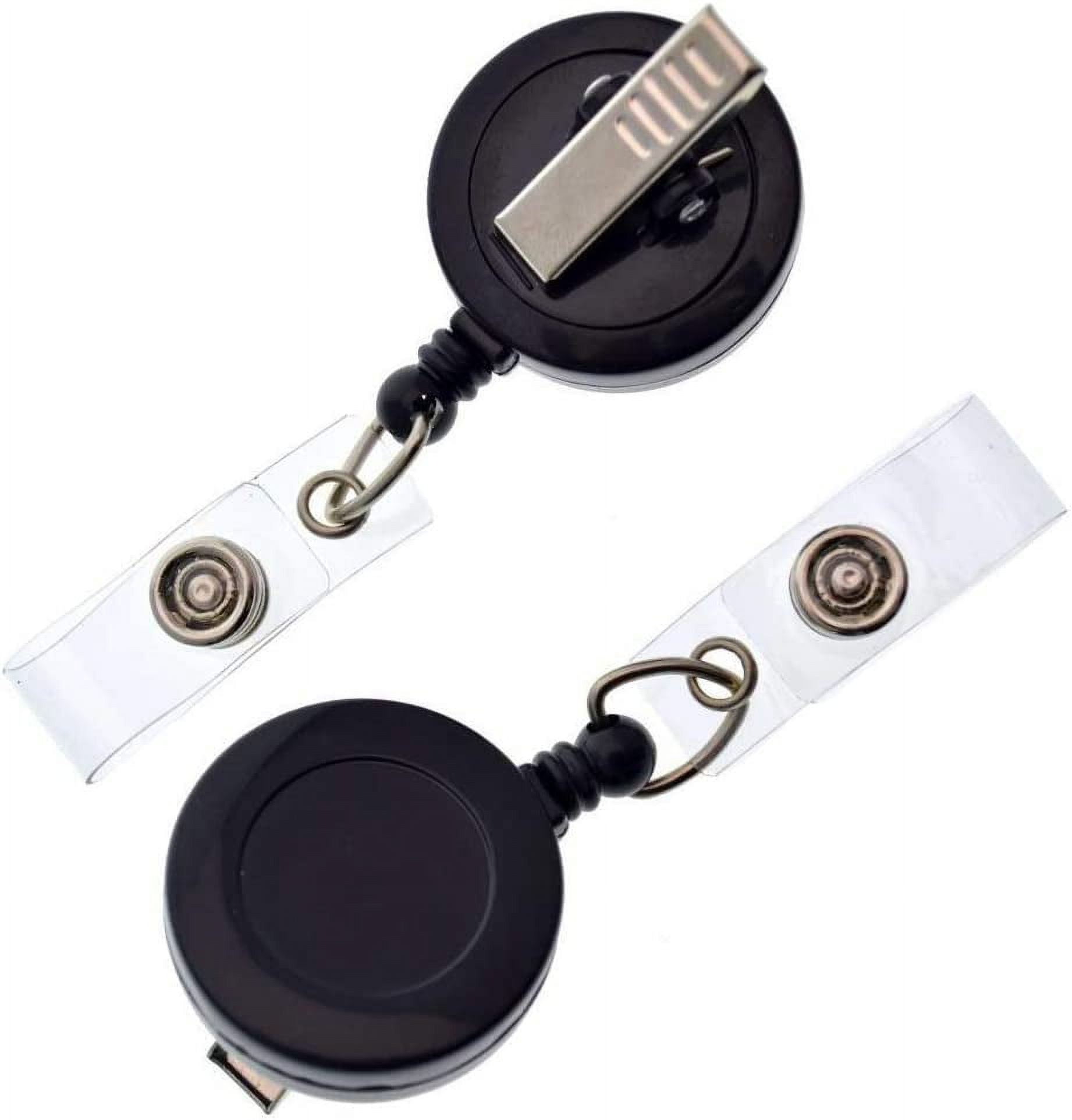 25 Pack Badge Reels - Black Premium Retractable with Alligator Swivel ...