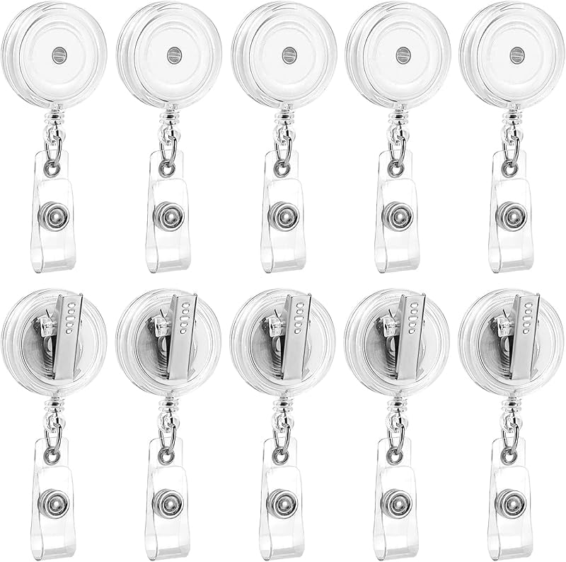 Clear ID Badge Reels Office Specialist ID 25-Pack Retractable Badge ...
