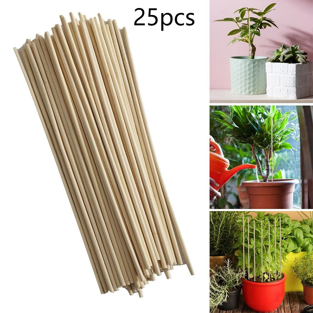 25 Pack Bamboo Plant Stakes Wood Plant Supports, Wooden Sticks Trellis ...