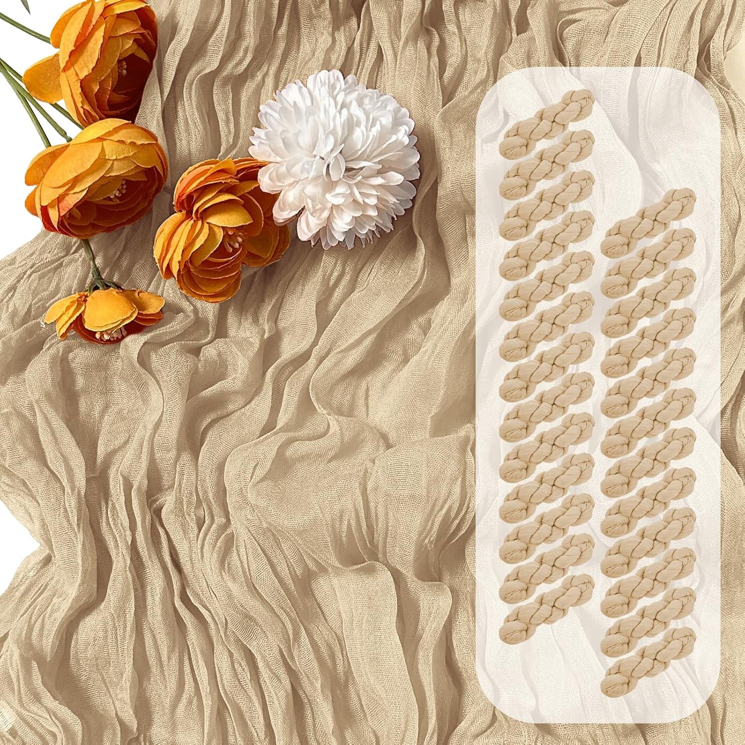 25 Pack Beige Cheesecloth Table Runner 17 x 108 Inch Gauze Table Runner ...