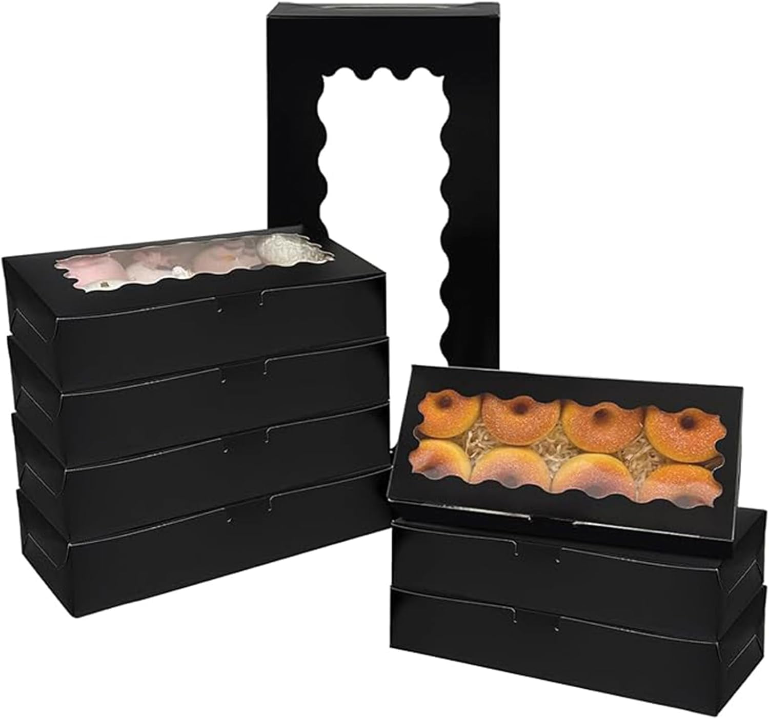 25-Pack Black Bakery Boxes with Windows: Ideal for Weddings, Birthdays ...