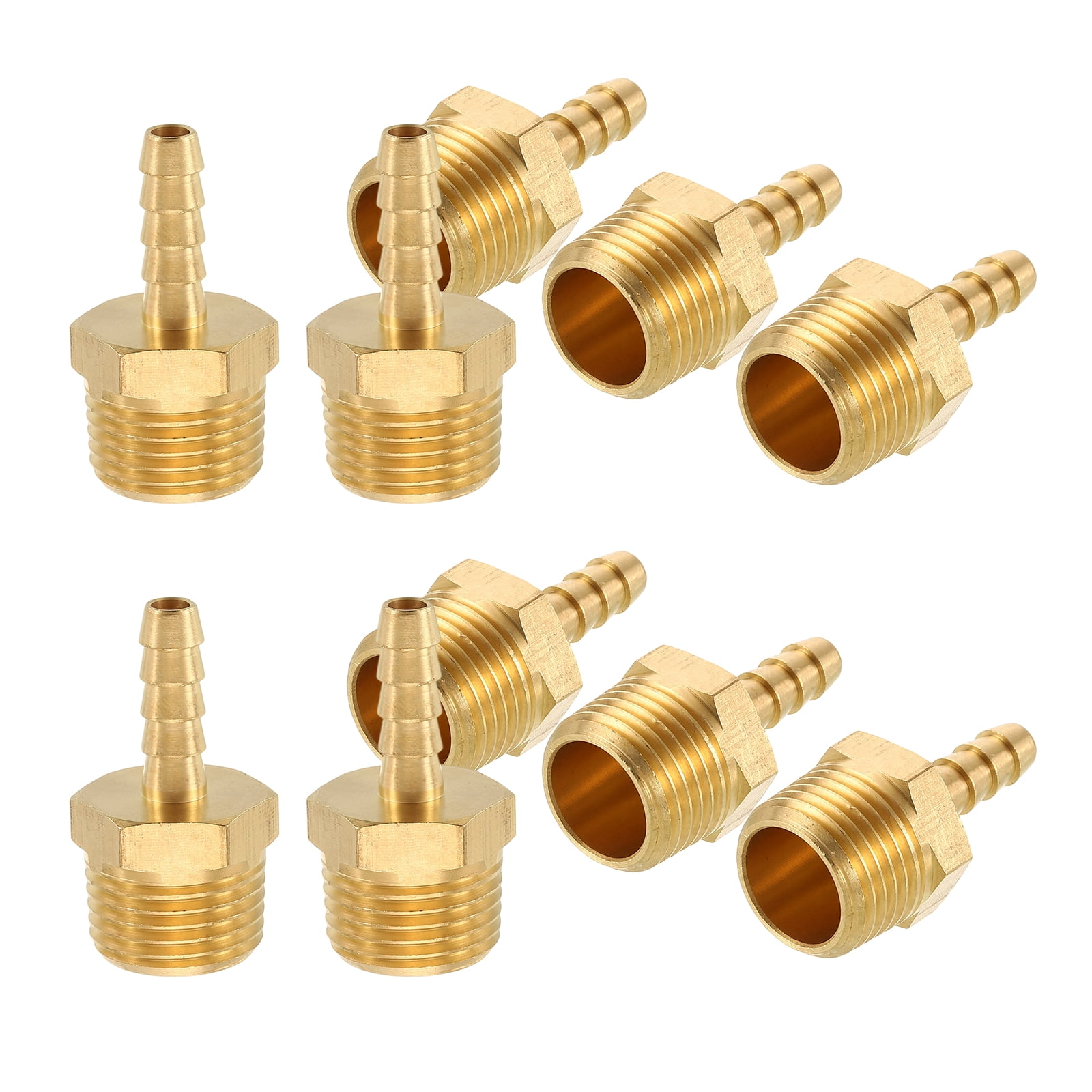 25 Pack Brass Hose Barb to NPT Male Adapter, 1/4" Barb x 1/2" NPT Male ...