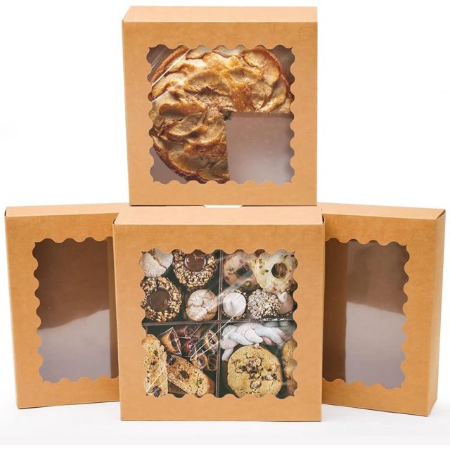 25-Pack Brown Bakery Boxes with Windows: Ideal for Weddings, Birthdays ...