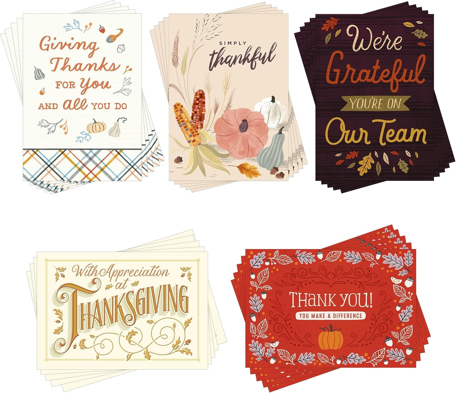 25 Pack Bulk Assorted Employee Thanksgiving Cards (Appreciation ...