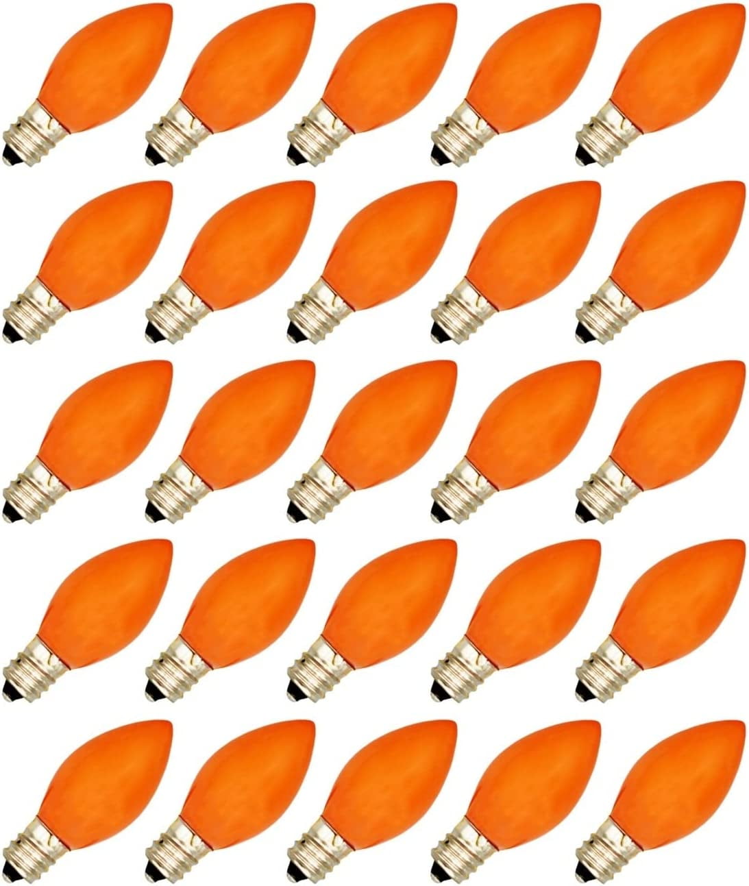 25 Pack C7 LED Orange Edison Replacement Bulbs, 0.7W for Christmas ...