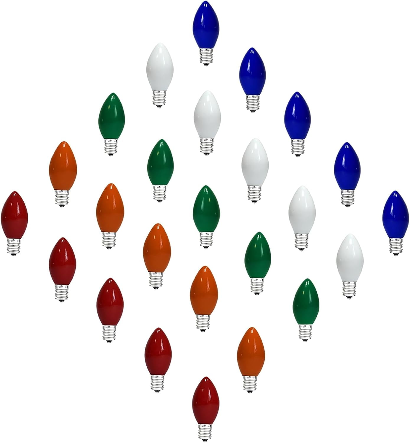 25 Pack C7 Replacement Bulbs, Multicolor LED Christmas Light Bulbs for ...