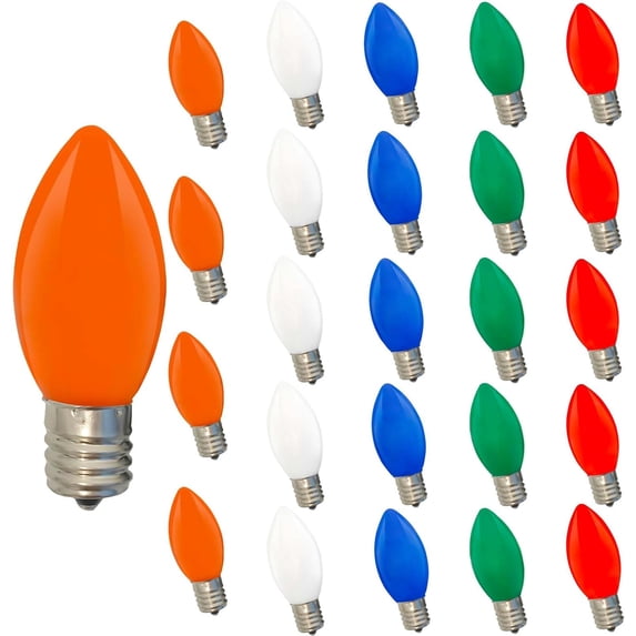 25 Pack C9 LED Christmas Light Bulbs, Multicolor Replacement Bulbs, C9 ...