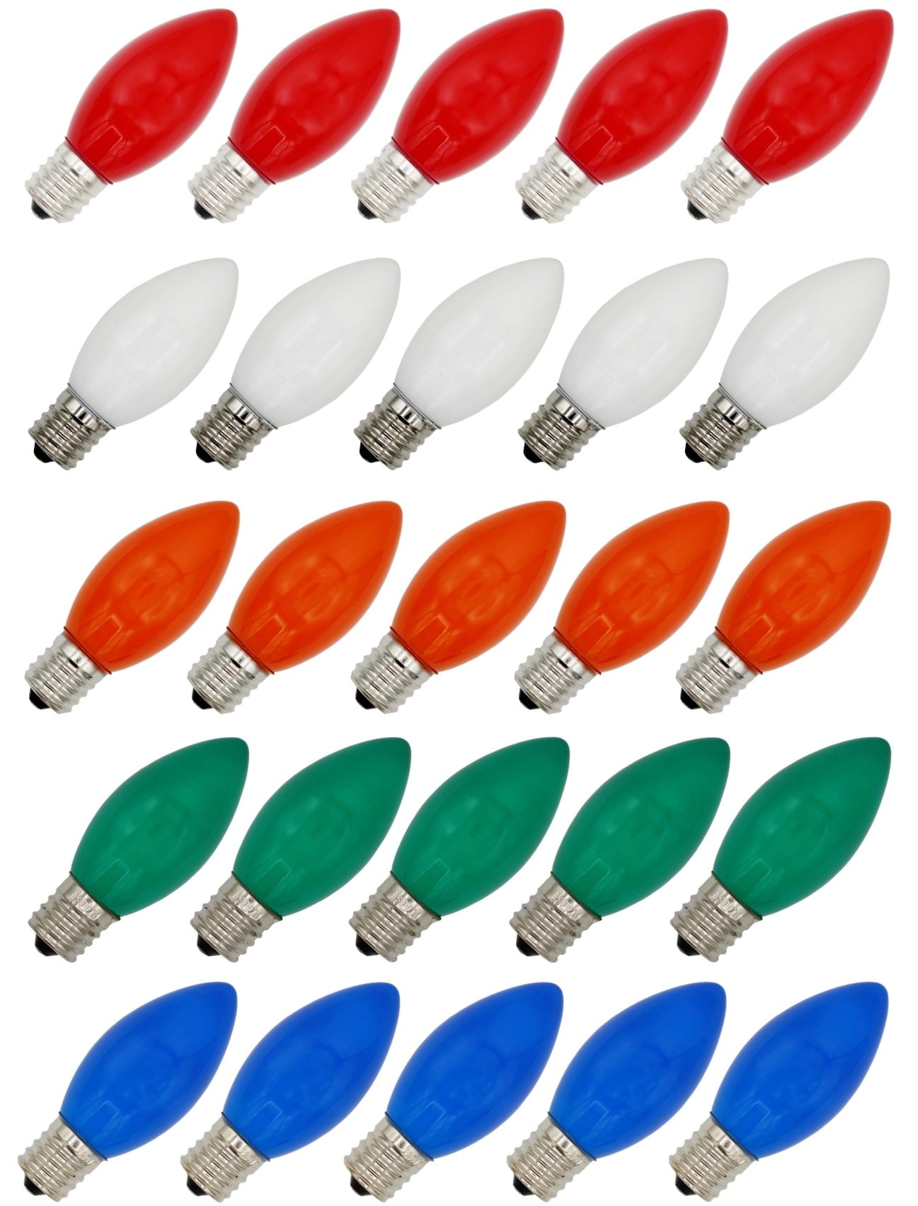 25 Pack C9 Multicolor Christmas Replacement Light Bulbs - Steady ...