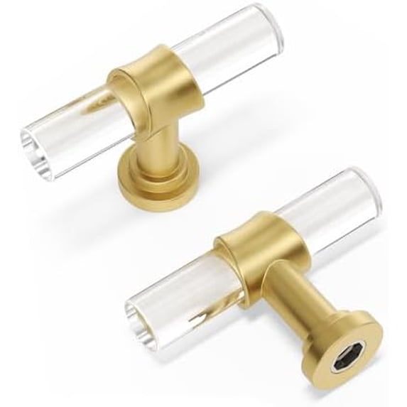 25 Pack Cabinet Knobs T Shape Acrylic Drawer Knob Gold Decorative ...