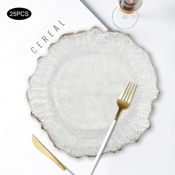 25 Pack Charger Plates,12.6" Flower Shape Plate Chargers for Dinner ...