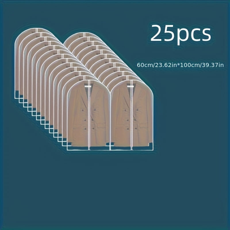 25-Pack Clear Hanging Garment Bags with Zipper Closure, Durable ...